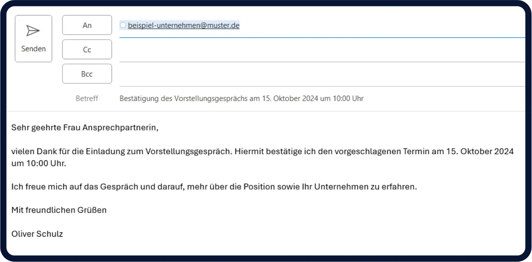 Antwort auf Einladung zum Vorstellungsgespräch